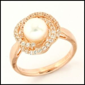 lorenzo | Jewelry | Authentic Lorenzo 925 Ss Rose Gold Pearl Ring ...